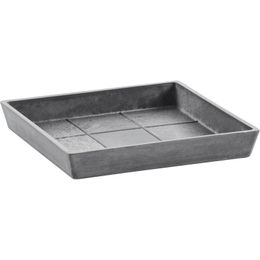 Ecopots Blumentopfuntersetzer &raquo;SQUARE SAUCER Grey&laquo; BxTxH: 18x18x2,5 cm grau Kunststoff