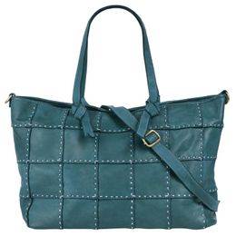 Samantha Look Damen Shopper echt Leder, Made in Italy blau