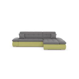 DOMO collection Ecksofa &raquo;Moric, L-Form, XXL-Sofa - Breite 300cm, viel Platz, auch in Cord&laquo; wahlweise mit Bettfunktion und Armteilverstellung, gelb-