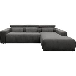 DOMO collection Ecksofa &raquo;Brandon B/T: 289/177 cm, belastbar bis 140kg/ Sitz, L-Form&laquo; mit Sitztiefenverstellung, Cord, grau grau Luxus-Microfaser in 