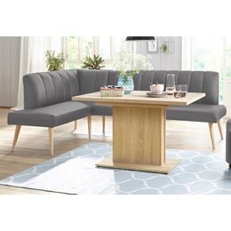 exxpo - sofa fashion Eckbank &raquo;Costa, moderne R&uuml;ckensteppung, bequem und elegant, hoher Holzfu&szlig;&laquo; hochwertig verarbeitet, Frei im Raum stellbar grau 
