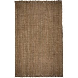 FLAIR RUGS Teppich &raquo;Jute Boucle&laquo; rechteckig 7 mm H&ouml;he aus 100% Jute, mit Fransen, aus Naturfasern beige Jute