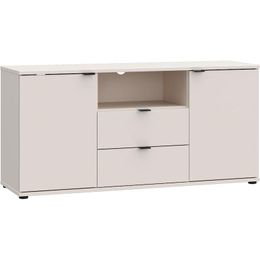 FORTE Lowboard &raquo;Ganymede&laquo; Breite 129,8cm, TV Board, Stauraum, Schublade; Metallgriffe, Kabelf&uuml;hrung beige Spanplatte