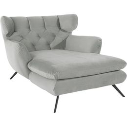 3C Candy Loveseat &raquo;Beatrice Loungesessel&laquo; mit Knopfheftung im R&uuml;cken, Fernsehsessel, Relaxsessel silber Samt-Optik (100% Polyester)