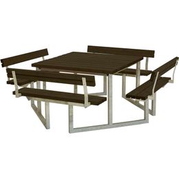 Plus Garten-Essgruppe &raquo;&raquo;Twist&laquo; Kombim&ouml;bel mit 2 R&uuml;ckenlehnen&laquo; 1 Stk. tlg. 227x227x76/45 cm schwarz FSC -zertifizierter Holzwerkstoff, Stahl