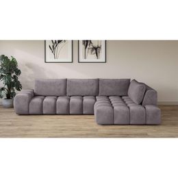 OTTO home Ecksofa &raquo;AZITA L-Form, XL 296 cm - Designsofa in Bubble-Optik&laquo; lose R&uuml;ckenkissen, traumhafte Steppung grau 100% Polyester