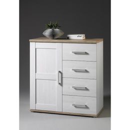 HBZ-MEBLE HBZ Kommode &raquo;Romance im Landhaustil, BxHxT 93x99x45 cm&laquo; Schrank mit 1 T&uuml;r, 4 Schubk&auml;sten und 2 Einlegeb&ouml;den braun Holzwerkstoff