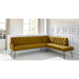 exxpo - sofa fashion Eckbank &raquo;Doppio, Chesterfield Optik, komfortabel und bequem, hohe Designf&uuml;&szlig;e&laquo; Frei im Raum stellbar gold 100% Polyester