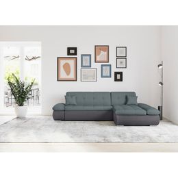 DOMO collection Ecksofa &raquo;Moric, L-Form, XXL-Sofa - Breite 300cm, viel Platz, auch in Cord&laquo; wahlweise mit Bettfunktion und Armteilverstellung, grau-