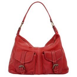 CLUTY Damen Shopper echt Leder, Made in Italy rot