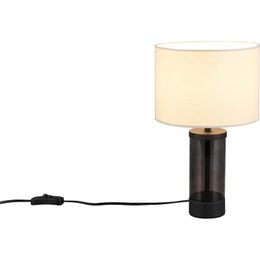 OTTO home Schreibtischlampe &raquo;Ravven, Tischlampe Glas rauchfarbig Stoffschirm beige Schnurschalter&laquo; E14 1 Stk. warmwei&szlig; - kaltwei&szlig; Design Tischleuchte 