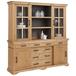 Home Affaire Buffet &raquo;Anabel, mit Glast&uuml;ren und Metallgriffen&laquo; Buffet aus massiver Kiefer, FSC , mit Schiebet&uuml;ren, B/H 186/190 cm beige Massivholz