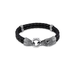 Kuzzoi Herren Armband &raquo;Herren Lederarmband Krokodil 925 Sterling Silber&laquo; silber