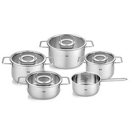 Fissler Topf-Set &raquo; Pure Collection&laquo; Set, Kochtopf 16/20/24 + Bratentopf 20cm + Stielkasserolle 16cm oD, 5 Stk. tlg. Edelstahl 18/10 silber