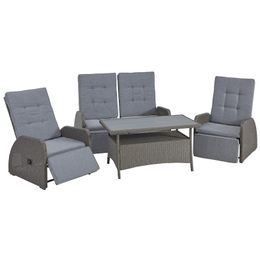 Konifera Gartenlounge-Set &raquo;Vigo&laquo; Set, 2x Sessel, 1x 2er Sofa, 1x Tisch 120x60x60cm, inkl. Auflagen, 8 Stk. tlg. Polyrattan, Aluminium, verstellbare 