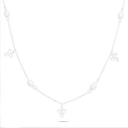 Tamaris Damen Edelstahlkette &raquo;Schmuck Geschenk Halskette Bl&uuml;ten&laquo; mit Kunststoffperle