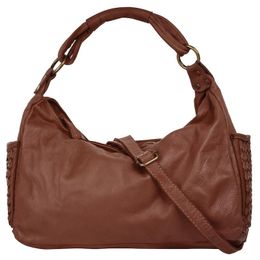 Samantha Look Damen Henkeltasche echt Leder, Made in Italy braun
