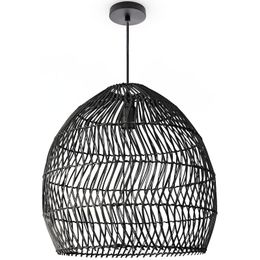 Paco Home Pendelleuchte &raquo;ORNA&laquo; E27 Pendellampe Rattan Korb Boho Modern Esszimmerlampe Natur Vintage E27 schwarz