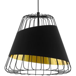 Eglo H&auml;ngeleuchte &raquo;AUSTELL Pendellampe, E27, IP20, Stahl und Textil, H&auml;ngelampe, Lampe&laquo; E27 Pendelleuchte, H110 x &Oslash;36 cm, schwarz,gold, 1X60W exkl. 