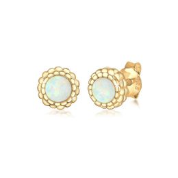 Elli Damen Paar Ohrstecker &raquo;Geo Kreis Vintage Opal Bl&uuml;te 925 Sterling Silber&laquo; gold