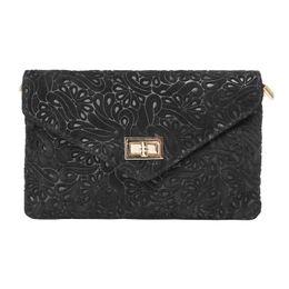 Samantha Look Damen Abendtasche echt Leder, Made in Italy schwarz