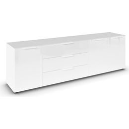 Rauch Kombikommode &raquo;Kommode T&uuml;rkommode Sideboard Kombikommode FLIPP mit Glasfront&laquo; Breite 200 cm mit 2 Einlegeb&ouml;den, 3-t&uuml;rig, 3 Schubladen, Soft-Close