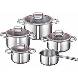 Schulte Ufer SCHULTE-UFER Topf-Set &raquo;Valentina&laquo; Set, Bratentopf &Oslash; 20 cm, Fleischtopf &Oslash; 16/20/24 cm, Stielkasserolle &Oslash; 16 cm, 9 Stk. tlg. Aluminium Edelstahl silber