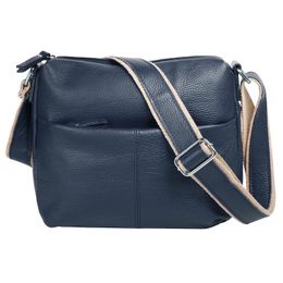 Samantha Look Damen Umh&auml;ngetasche echt Leder, Made in Italy blau