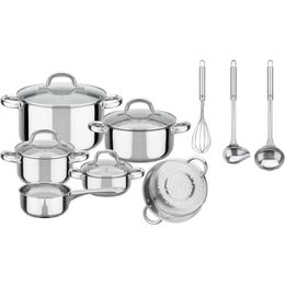 GSW Topf-Set &raquo;Montreal&laquo; Set, je 1 Kochtopf 14/16/20/24 cm, 1 Stieltopf 14 cm, 13 Stk. tlg. Edelstahl silber