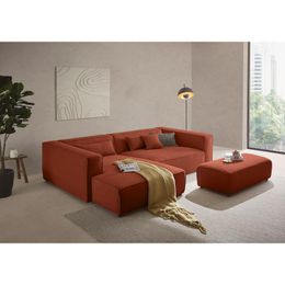 LeGer Home by Lena Gercke Ecksofa &raquo;PIARA XXL, L-Form, Schlaffunktion, Cord, Leinenoptik o. Strukturstoff&laquo; Hocker stellbar zum Schlafsofa (
