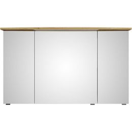 Badezimmerspiegelschrank &raquo;Serie 4010 Badezimmer-Spiegelschrank inkl. LED-Beleuchtung im Kranz&laquo; Badschrank 122 cm breit, 3 T&uuml;ren, 6 Glas-Einlegeb&ouml;den, 