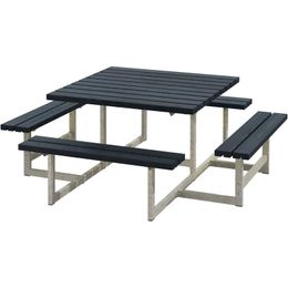 Plus Garten-Essgruppe &raquo;&raquo;Picnic&laquo; Kombim&ouml;bel&laquo; 1 Stk. tlg. 200x200x73/45 cm schwarz FSC -zertifizierter Holzwerkstoff, Stahl