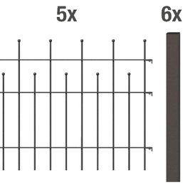 Alberts Metallzaun &raquo;Madrid&laquo; H&ouml;he: 49,5, 73,5 und 98,5 cm, Gesamtl&auml;nge: 10 m, zum Einbetonieren grau Stahl