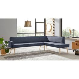 exxpo - sofa fashion Eckbank &raquo;Lungo, moderne Kedernaht, bequem und elegant, hoher Holzfu&szlig;&laquo; hochwertige Detailverarbeitung, frei im Raum stellbar blau 