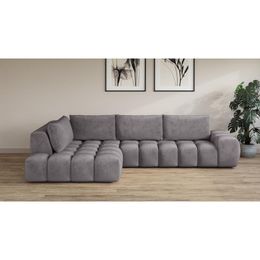 OTTO home Ecksofa &raquo;AZITA L-Form, XXL 352 cm Designsofa in Bubble-Opitk&laquo; lose R&uuml;ckenkissen, traumhafte Steppung grau 100% Polyester