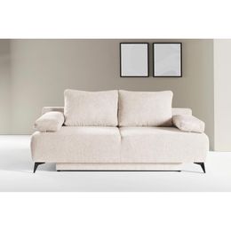 WERK2 Schlafsofa &raquo;Viktoria mit Komfortsitz- und Liegeh&ouml;he, Breite 200cm,&laquo; bequemes 2-Sitzer Schlafcouch mit Bettkasten beige 95% Polyester, 5% 