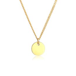 Elli Premium Damen Kette mit Anh&auml;nger &raquo;Pl&auml;ttchen Coin M&uuml;nze Basic 375 Gelbgold&laquo; gold