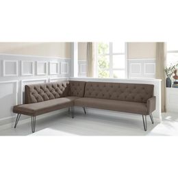 exxpo - sofa fashion Eckbank &raquo;Doppio, Chesterfield Optik, komfortabel und bequem, hohe Designf&uuml;&szlig;e&laquo; Frei im Raum stellbar grau 100% Polyester