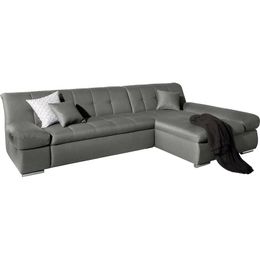 DOMO collection Ecksofa &raquo;Mona L-Form&laquo; wahlweise mit Bettfunktion grau Struktur fein 100% Polyester;Chenilleoptik 100% Polyester;SOFTLUX/Struktur fein 