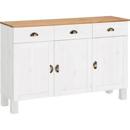 Home Affaire Unterschrank &raquo;Oslo&laquo; 125 cm breit, 38 cm tief, als Sideboard, 3 T&uuml;ren, 2 Schubladen gelb Massivholz