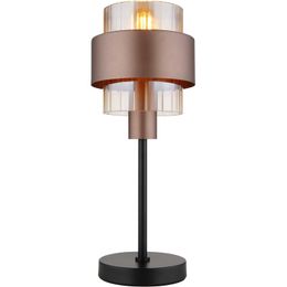 Globo LIGHTING Tischleuchte &raquo;MILLEY&laquo; E27 1 Stk. Tischlampe Glas amber bronzefarben &oslash;: 185mm, H: 470mm Schlafzimmer