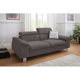 COTTA 3-Sitzer &raquo;Komaris, B: 193 cm&laquo; mit Kopfteilverstellung grau Microfaser PRIMABELLE (100% Polyester);Kunstleder SOFTLUX;Feinstruktur (100% 