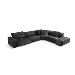 Egoitaliano Ecksofa &raquo;Beverly, extravangantes Designsofa mit erstklassigem Sitzkomfort&laquo; wahlweise mit elektrischer Relaxfunktion, Kopfteilverstellung schwarz Leder