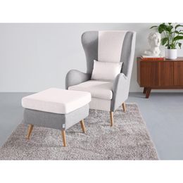 Home Affaire Sessel &raquo;Salla Bezug Boucl&eacute; oder Struktur fein, Ohrensessel&laquo; wahlweise mit oder ohne Hocker; gro&szlig;er Sessel: Ma&szlig;e B/T/H: 78/94/118cm beige 