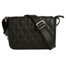 CLUTY Damen Henkeltasche echt Leder, Made in Italy schwarz