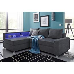 Collection AB Ecksofa &raquo;Relax L-Form&laquo; inklusive Bettfunktion, Federkern, wahlweise mit RGB-LED-Beleuchtung grau Zierkissen: 100%Polyester;Struktur (100