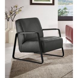 W.Schillig Cocktailsessel &raquo;quadroo Loungesessel,&laquo; mit bezogenen Armlehnen, Gestell in Schwarz pulverbeschichtet grau Velourgewebe V41 (100% Polyester)