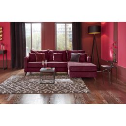 Home Affaire Ecksofa &raquo;Renesse L-Form&laquo; lose Kissen, Keder an Sitzkissen rot Samtvelours 100% Polyester;Luxus-Microfaser ALTARA NUBUCK (100% Polyester)