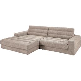 3C Candy Ecksofa &raquo;Stripes Mega-Sofa, bequem und komfortabel, L-Form&laquo; Lose R&uuml;ckenkissen, mit feiner Quersteppung, Cord-Bezug grau 88% Polyester, 12% 
