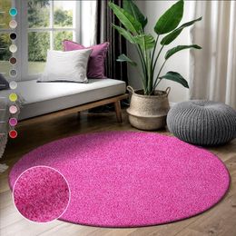Sanat Hochflor-Teppich &raquo;LOCA&laquo; rund 30 mm H&ouml;he Wohnzimmer, Langflor, Shaggy, Schlafzimmer pink Kunstfaser